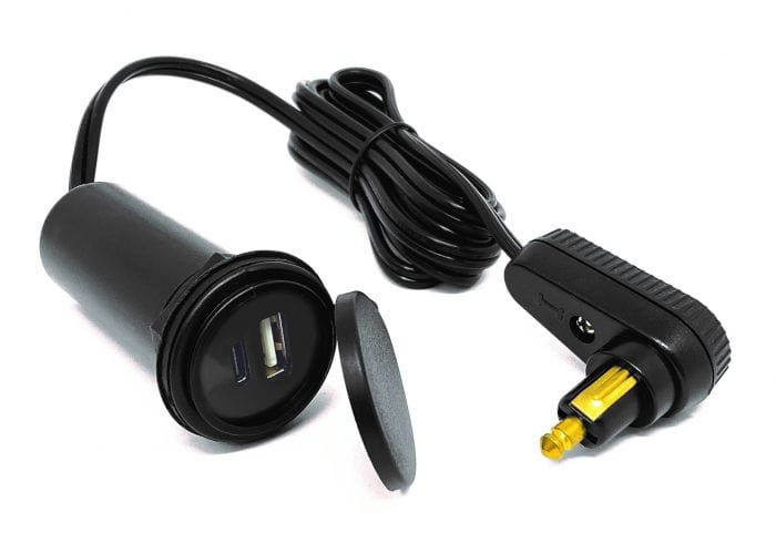 Touratech Din naar USB A en USB C 12v oplader